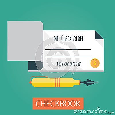 Modern Illustration Of Checkbook. | CartoonDealer.com #63458616