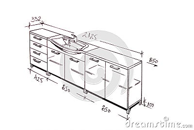 Modern Interior Design Bathroom Freehand Drawing. Royalty Free Stock ...