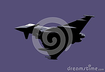 Eurofighter Typhoon. Modern Jet Fighter In Fly. Simple Drawing. Royalty ...