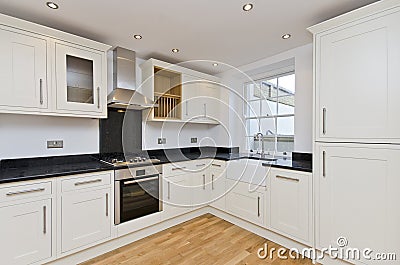Modern Kitchen L Shape Kitchen In White Royalty Free Stock Photos ...
