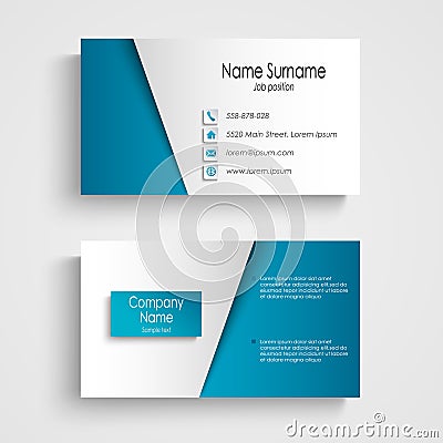 Modern Light Blue Business Card Template Stock Illustration - Image ...