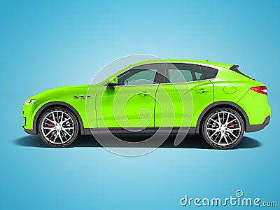 Modern Light Green Crossover Car For Business Trips Side View 3D Render ...