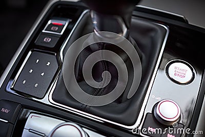 Modern Luxury Interior Engine Start Stop Button Shift Gear Of Manual ...
