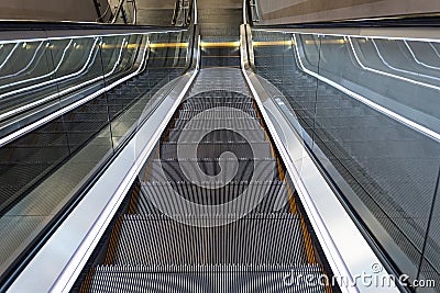 Modern Luxury Two Escalators With Staircase Without People. Moving ...