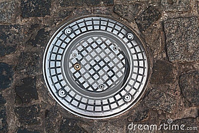 Modern Manhole On The Stone Pavement Royalty-Free Stock Photo ...