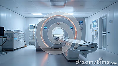 Modern Medical Imaging Room With Advanced MRI Scanner And Clean White ...