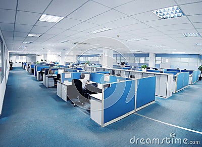 Interior of Busy Modern Open Plan Office Stock Photo - Image of ...
