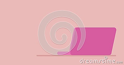 Modern Pink Laptop Opening on Light Pink Background. 4k Animation. Copy ...