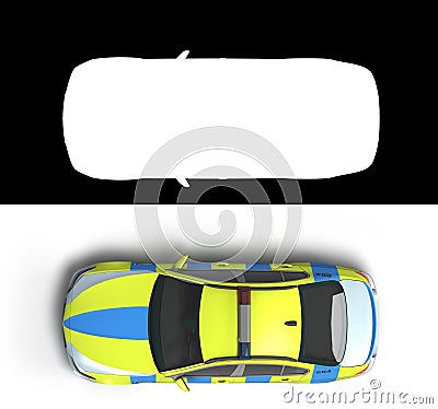 Modern Police Car Top View 3d Render On White With Alpha Royalty-Free ...