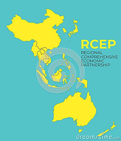 Modern Regional Comprehensive Economic Partnership RCEP Map Background ...