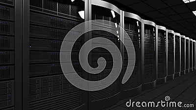 Modern Server Room Dolly Seamless Loop 4K Animation. Cloud Technologies ...