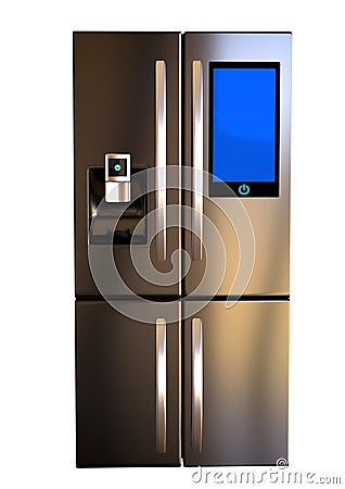 Modern Side By Side Stainless Steel Smart Refrigerator Touch Screen ...
