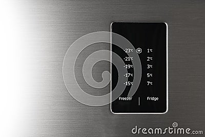 Modern Steel Colored Fridge And Freezer Control Panel Stock Photography ...