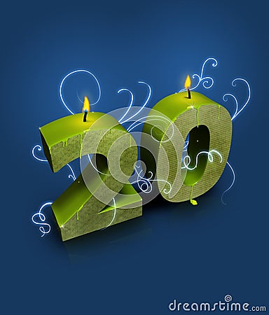 Modern Style Number 20 With Candle Flames Stock Images - Image: 12275964
