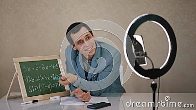 Math Teacher Teaches a Lesson Online Stock Video - Video of internet ...