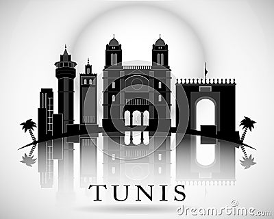 Modern Tunis City Skyline Design Cartoon Vector | CartoonDealer.com ...