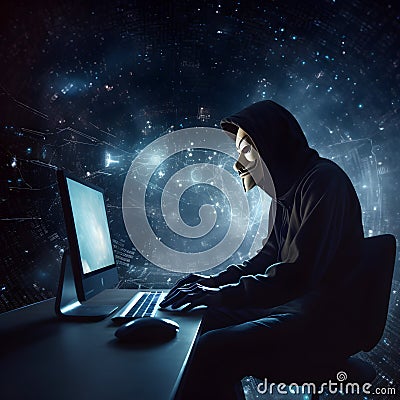 Modernized Hacker With Hoodie. Concept Of Dark Web, Cybercrime ...