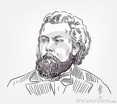 Modest Mussorgsky Vector Sketch Portrait Famous Editorial Image ...
