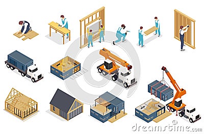 Modular Construction Icon Set Vector Illustration | CartoonDealer.com ...
