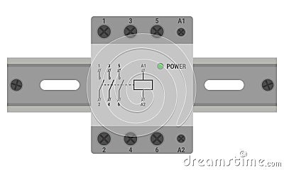 Modular Three Pole Contactor Mounted On A DIN Rail Cartoon Vector ...