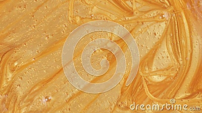 Molten Gold Slowly Slides Down. Macro Shot. Liquid Movement with ...