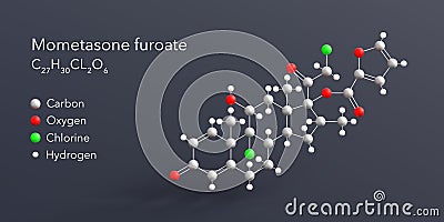 Mometasone Furoate Molecule 3d Rendering, Flat Molecular Structure With ...