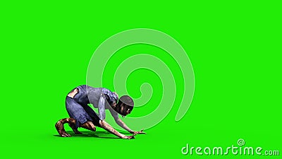 Momo Girl Possessed Green Screen Attacks Side Loop Horror 3D Rendering ...