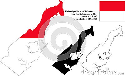 Monaco Vector Map, Flag, Borders, Mask , Capital, Area And Population ...