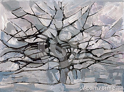 Mondrian Gray Tree Stock Image | CartoonDealer.com #24046891