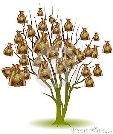 Money Bag Tree Cartoon Vector | CartoonDealer.com #17668249