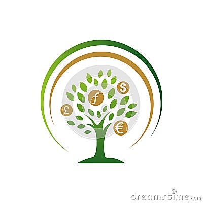 Money Tree Vector Logo Design Sign Simbol Vector Illustration ...
