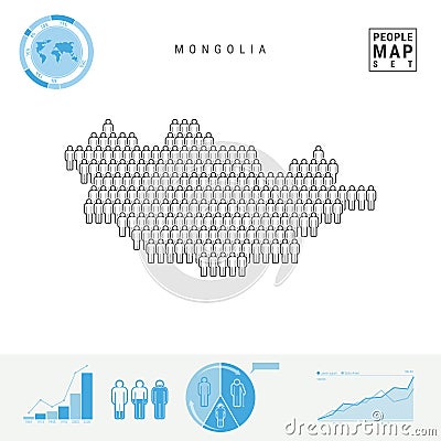 Mongolia People Icon Map. Stylized Vector Silhouette Of Mongolia ...