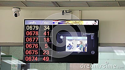 Monitor with Instructions and Numbers of a Queue, Stock Video - Video ...