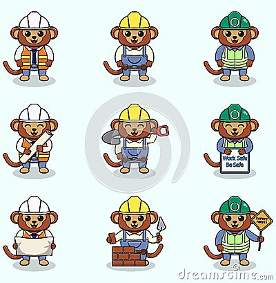 Vector Illustration Of Monkey Construction Set | CartoonDealer.com ...