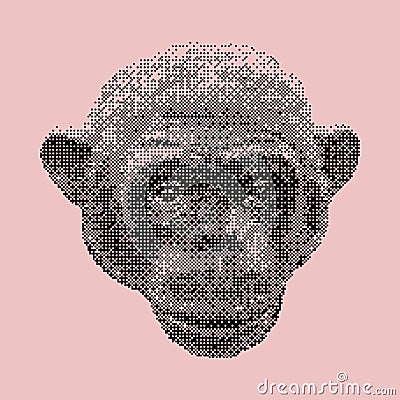Monkey Head. Big Head Smiling Monkey. Versatile Enhance Digital Art ...