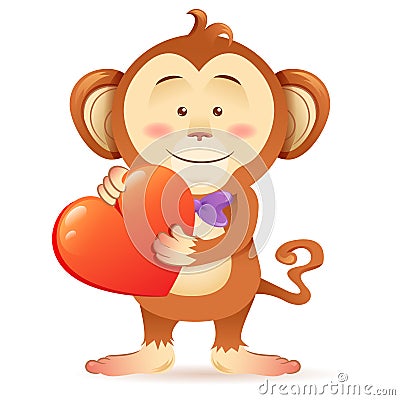 Monkey Pet Holding Heart Stock Image - Image: 37727711