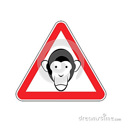 Monkey Warning Sign Red. Primacy Of Hazard Attention Symbol. Dan ...
