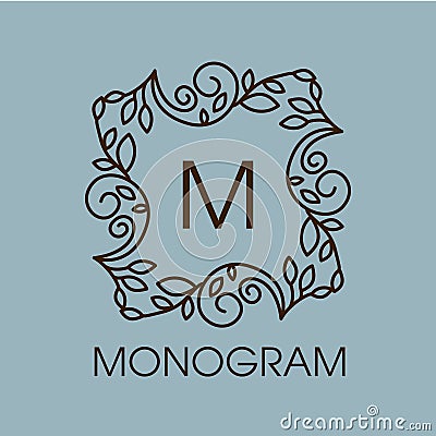 Monogram Design. Vector Floral Outline Frame Or | CartoonDealer.com ...