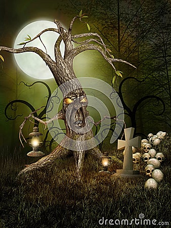 Scary Tree Monster stock illustration. Illustration of horror - 94689383