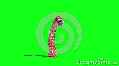 3 Monstrous Alien Worms Attack Green Screen 3D Rendering Animation ...