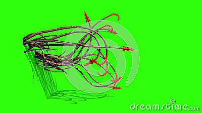 Monstrous Hooked Tentacles Back Green Screen 3D Rendering Animation ...