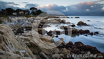 Monterey Bay Sunset stock footage. Video of beach, rock - 48140246