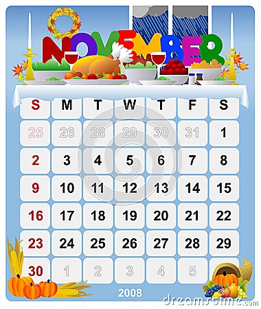 Monthly Calendar - November 2 Stock Photos - Image: 3281783