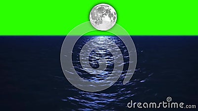 Moon on Ocean Green Screen stock video. Video of moving - 200542211