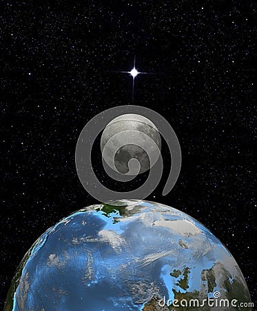 Moon Rise In Earth Space Stock Photos - Image: 3089423