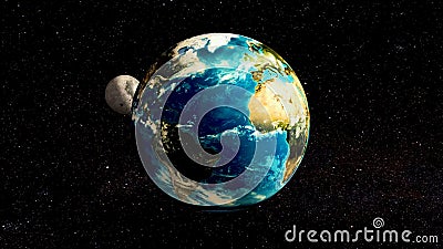 Moon Rotation Around the Earth Globe, Animation. 3D Rendering Stock ...