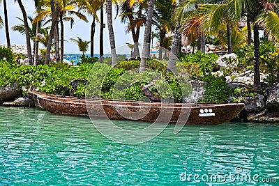 Moored Mayan Canoe Stock Photo - Image: 26200100