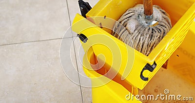 Mop Drying in Bucket with Dryer Stock Footage - Video of high, house ...