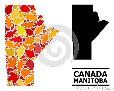 Autumn Leaves - Mosaic Map Of Manitoba Province Cartoon Vector ...