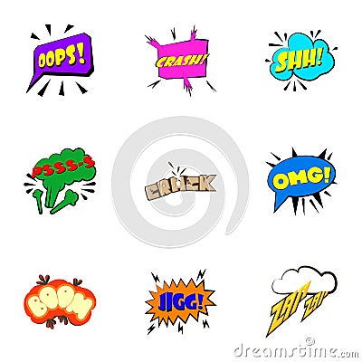 Most Commonly Used Acronyms Icons Set Cartoon Vector | CartoonDealer ...